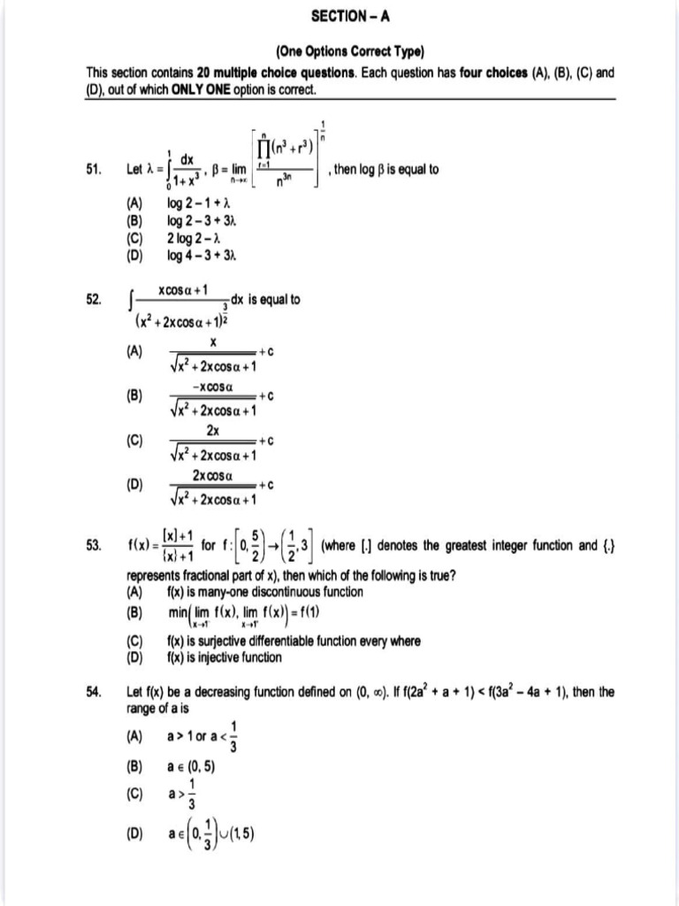 Calculus Jee Main Revision | PDF | Function (Mathematics) | Decimal