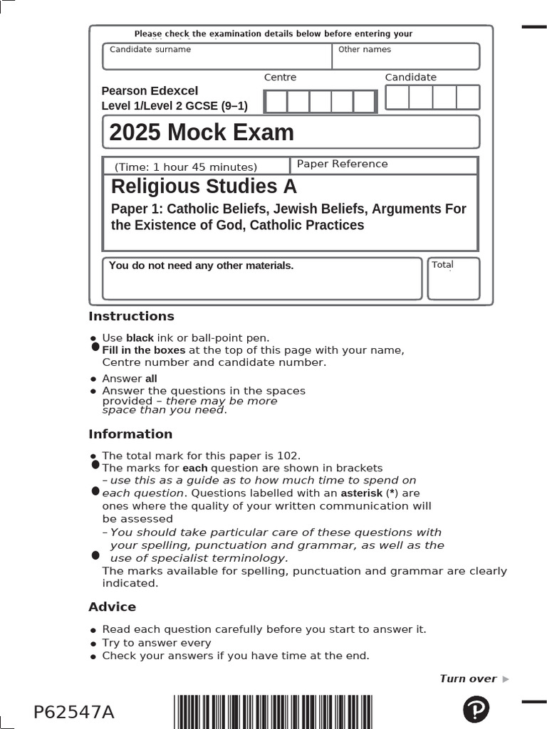 2025 Religious Studies Mock Exam Paper | PDF