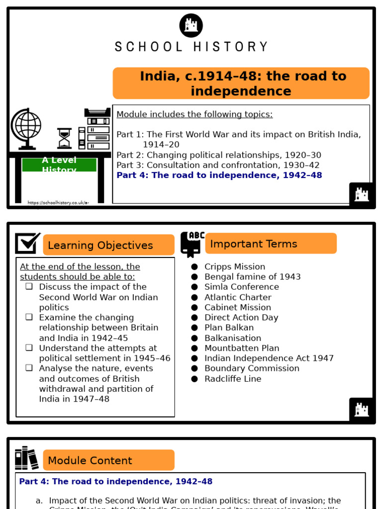 A Level India The Road To Independence 1942 48 Presentation | PDF ...