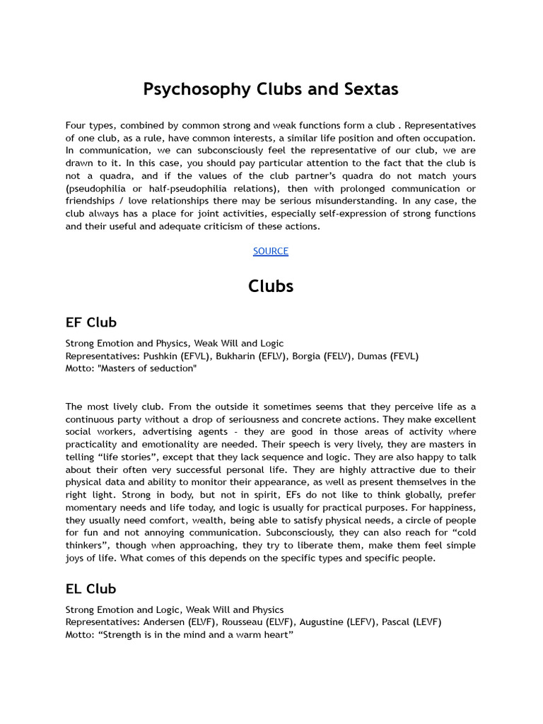 Clubs and Sextas Psychosophy | PDF | Thought | Mind