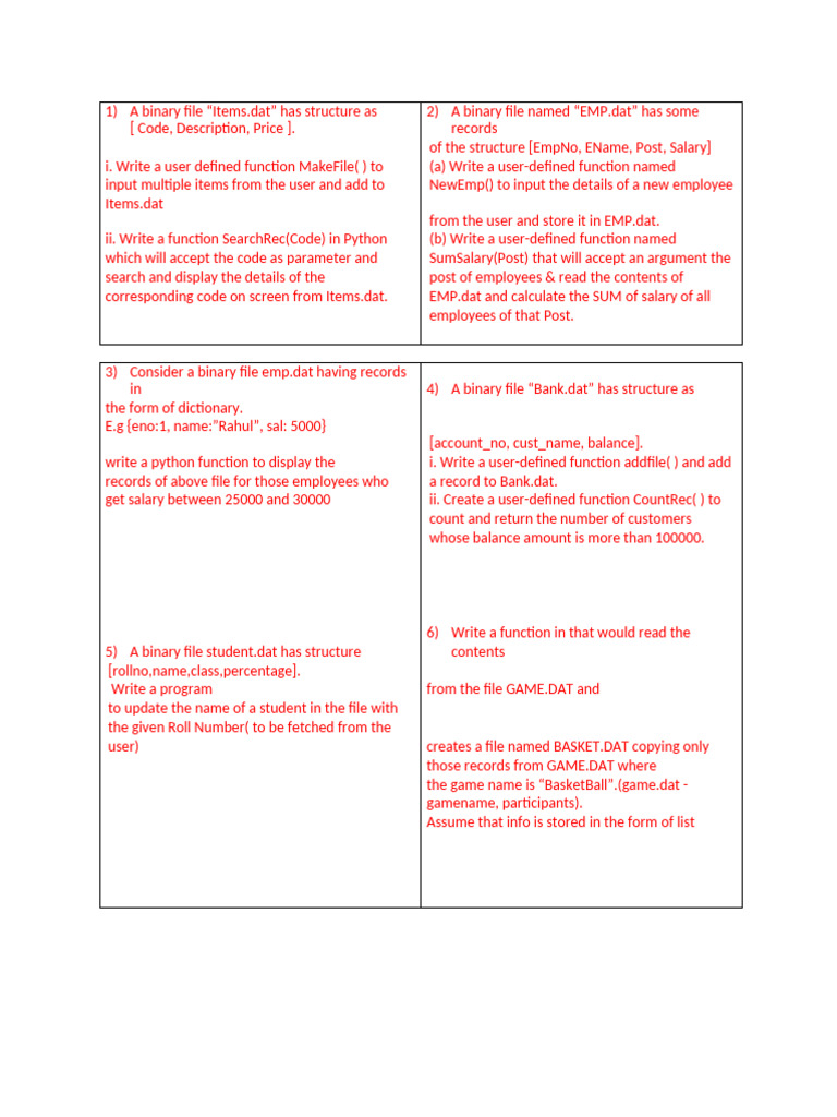 Binary Files 2 - Worksheet | PDF | Parameter (Computer Programming) | Software