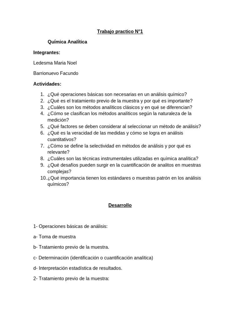 TP1 Quimica Analitica | PDF | Química analítica | Valoración