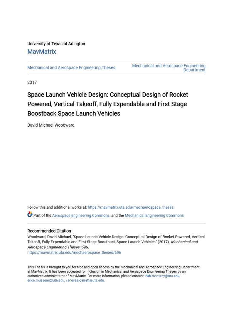 Space Launch Vehicle Design Thesis | PDF | Falcon 9 | Spacecraft