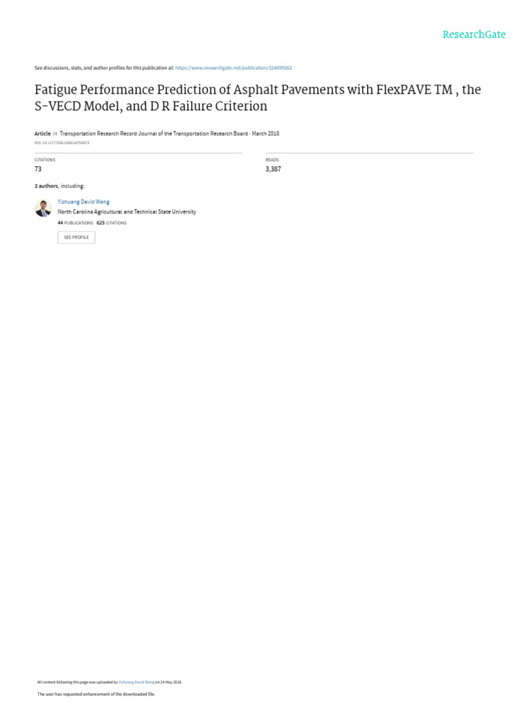 Fatigue Performance Prediction of Asphalt Pavement | PDF | Road Surface | Fatigue (Material)