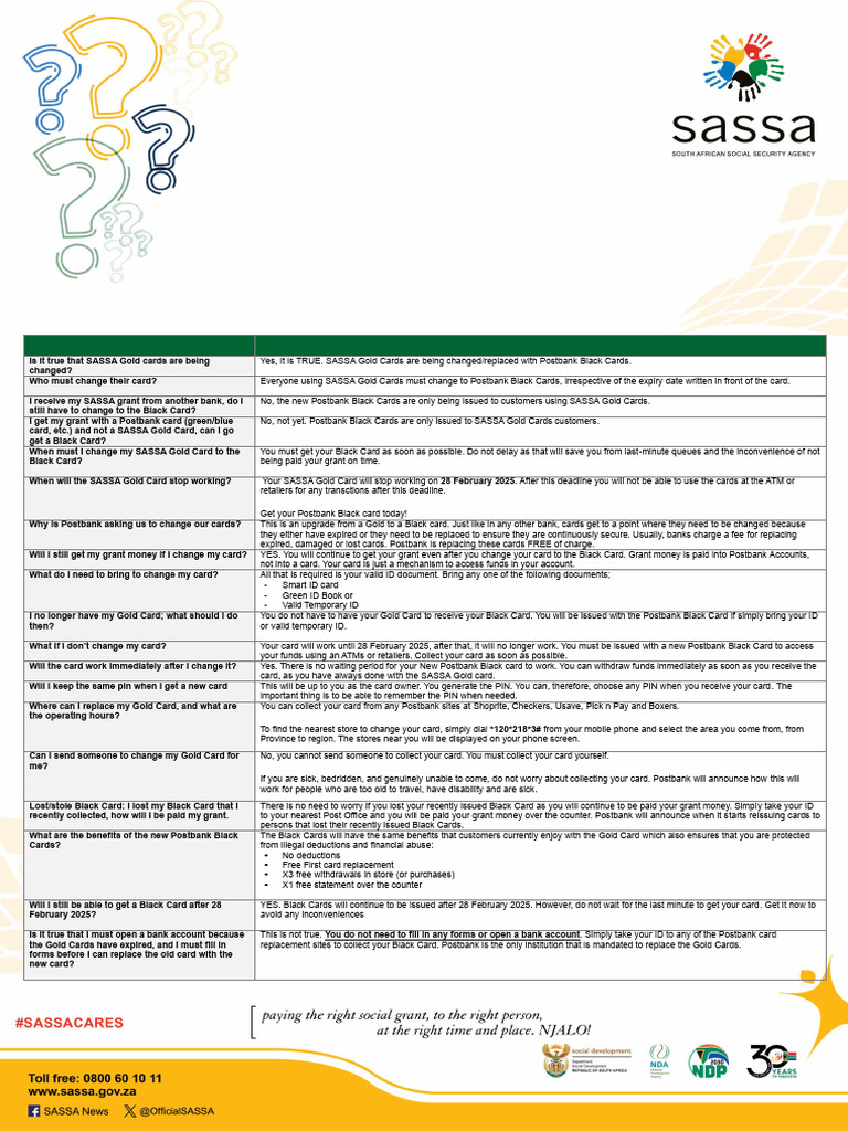 Sassa Frequently Asked Questions and Answers | PDF | Personal Identification Number | Service ...