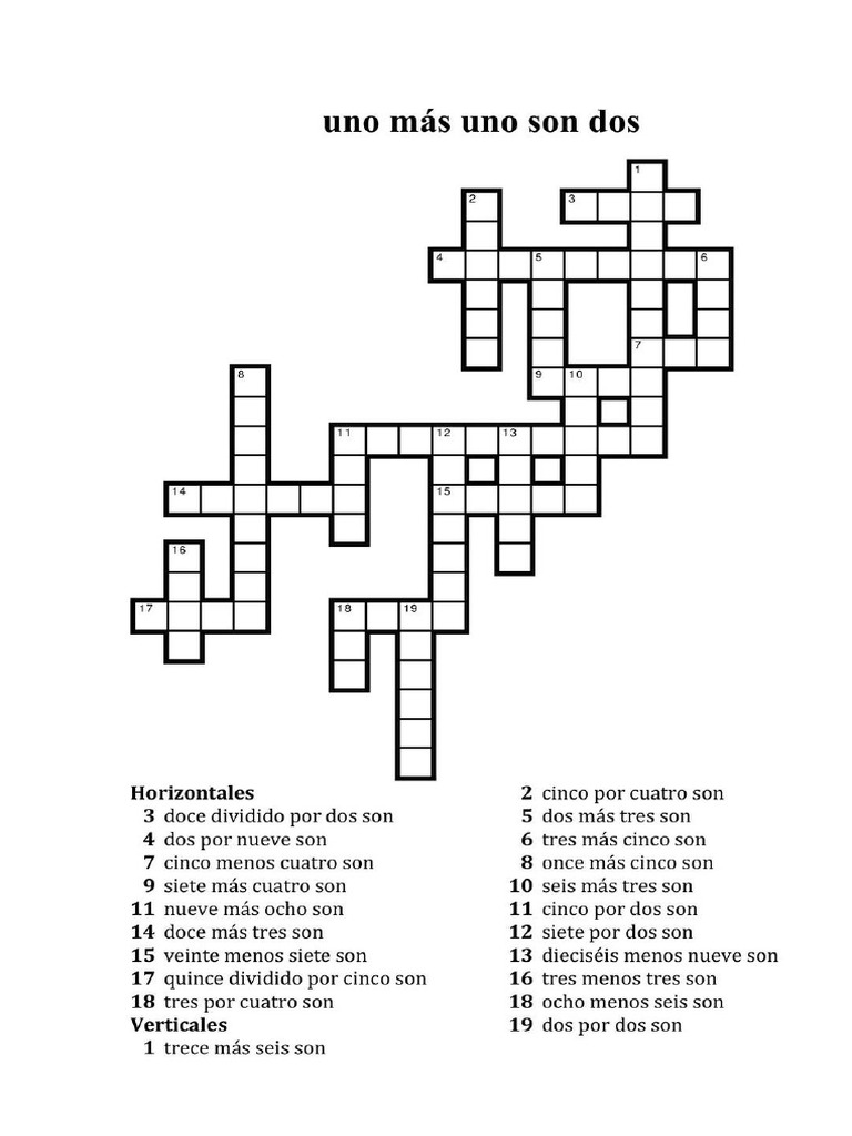 Crucigrama Números | PDF