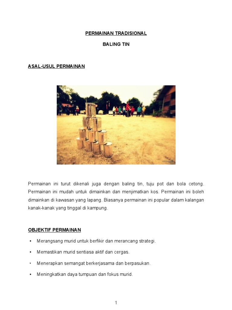 PJM3112 Permainan Tradisional Baling Tin | PDF