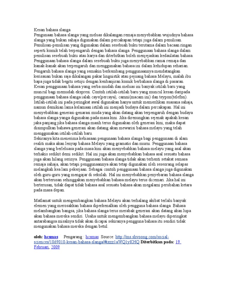 Bahasa Slanga | PDF | Seni & Disiplin Bahasa | Kajian Bahasa Asing