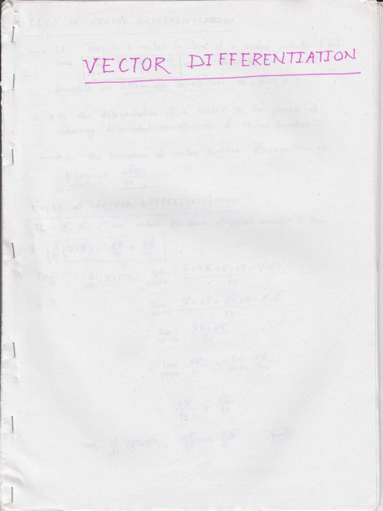 Vector Differentiation | PDF