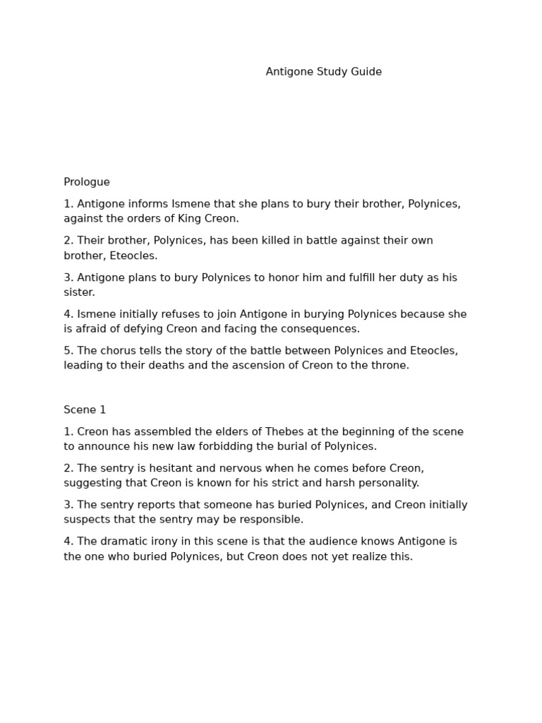 Antigone Study Guide | PDF | Boeotian Mythology | Theban Mythology