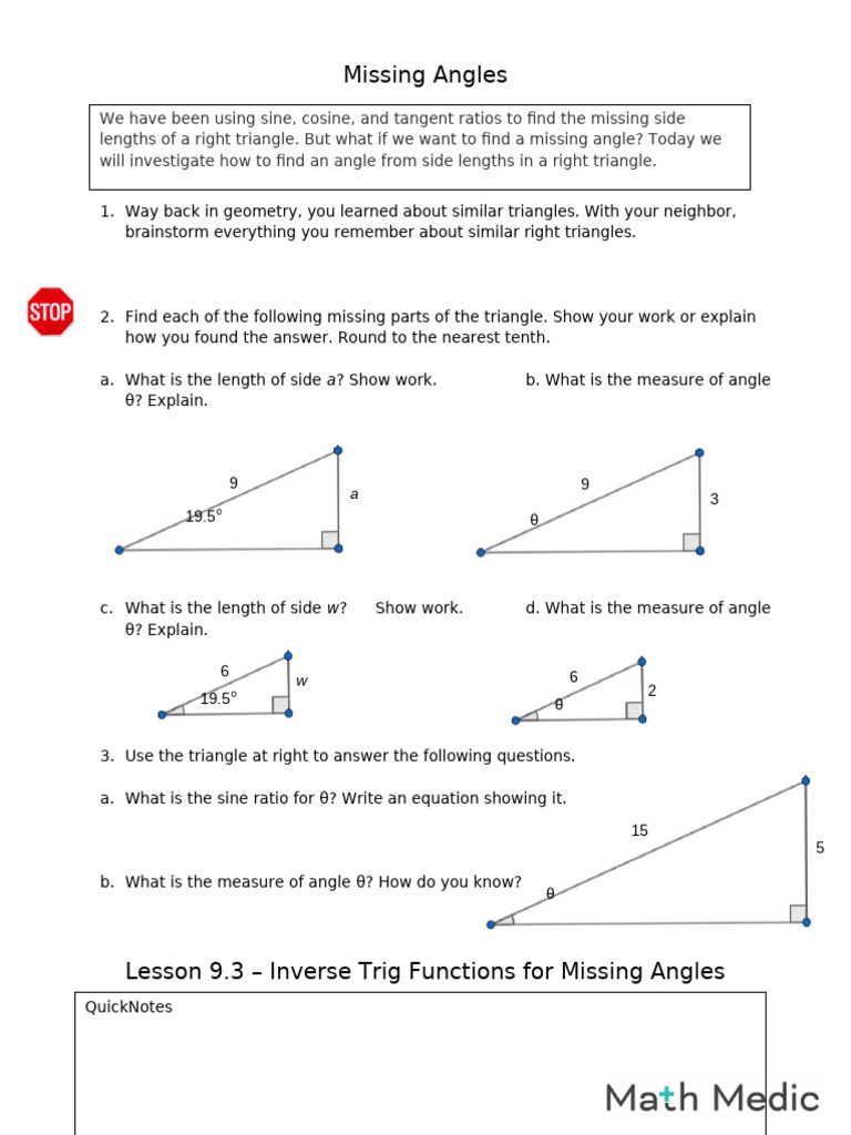 Lesson 9 3 Algebra 2 Math Medic 55b558fc33 | PDF | Trigonometric ...