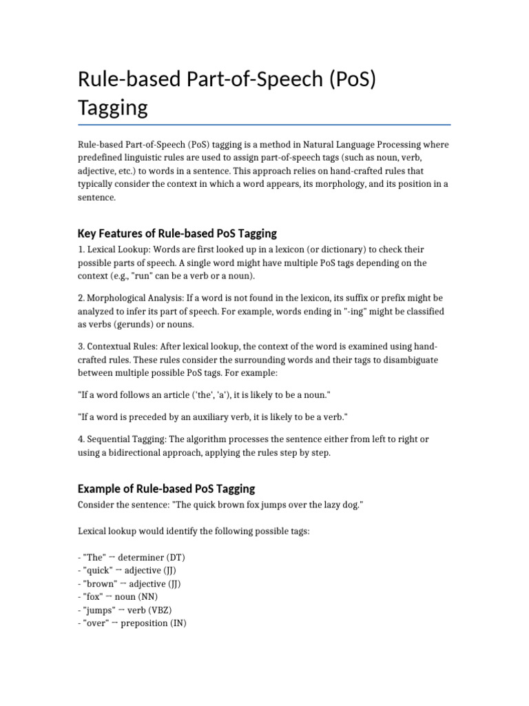 Rule Based POS Tagging Example | PDF | Part Of Speech | Word