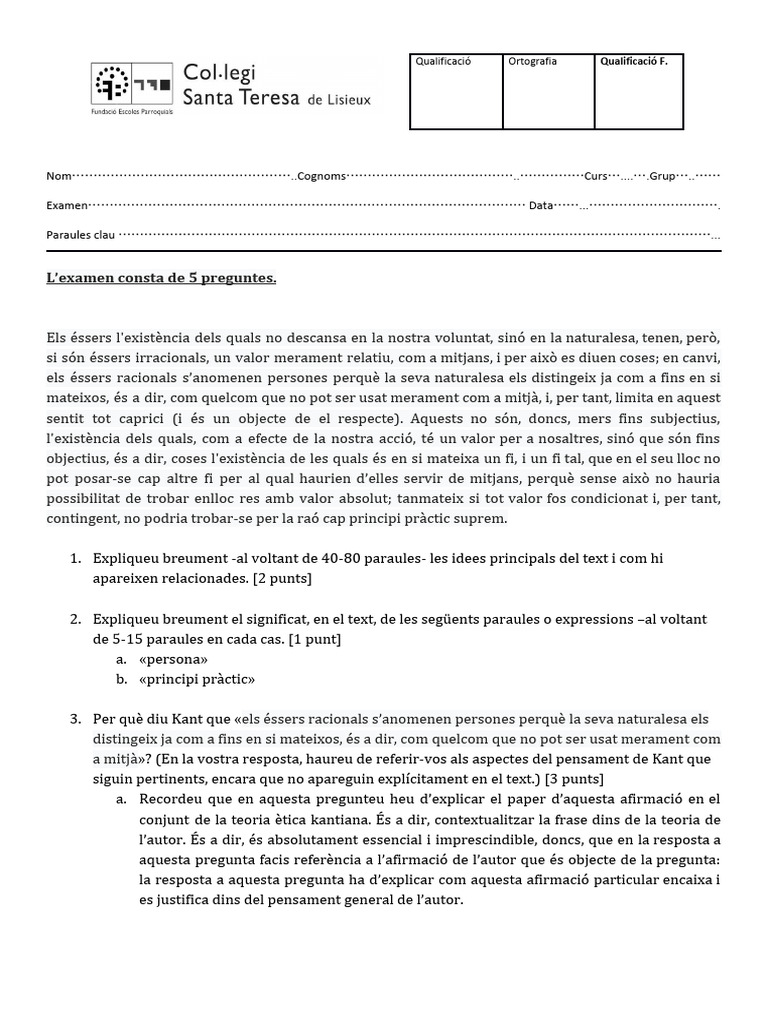 7586 20200322 Exercici Parcial 3a Av 2nbatx 19 20 Kant | PDF