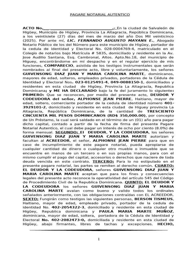 Pagare Notarial (Titulo Ejecutorio) Luis Alberto 2 | PDF | Pagos