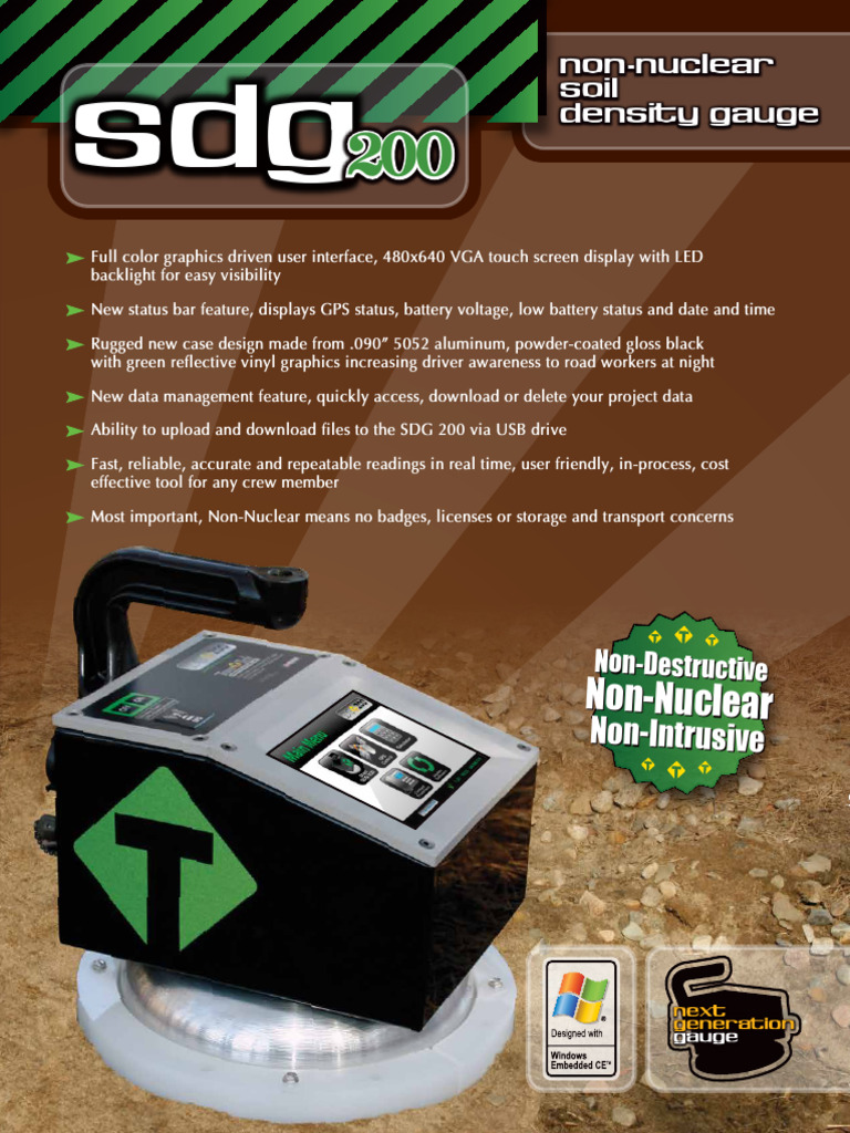 SDG 200 Non-Nuclear Density Gauge | PDF | Battery Charger | Touchscreen