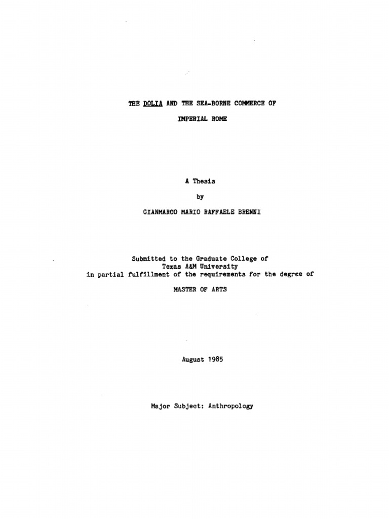 The Dolia and The Sea-Borne Comerce of Imperial Rome | PDF