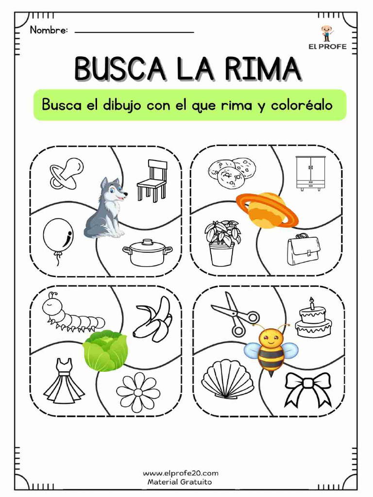 Ejercicios de Rimas para Niños | PDF