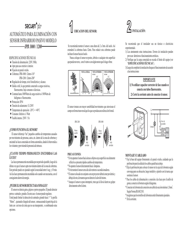 Manual de Sensor de Movimiento Steren | PDF | Sensor