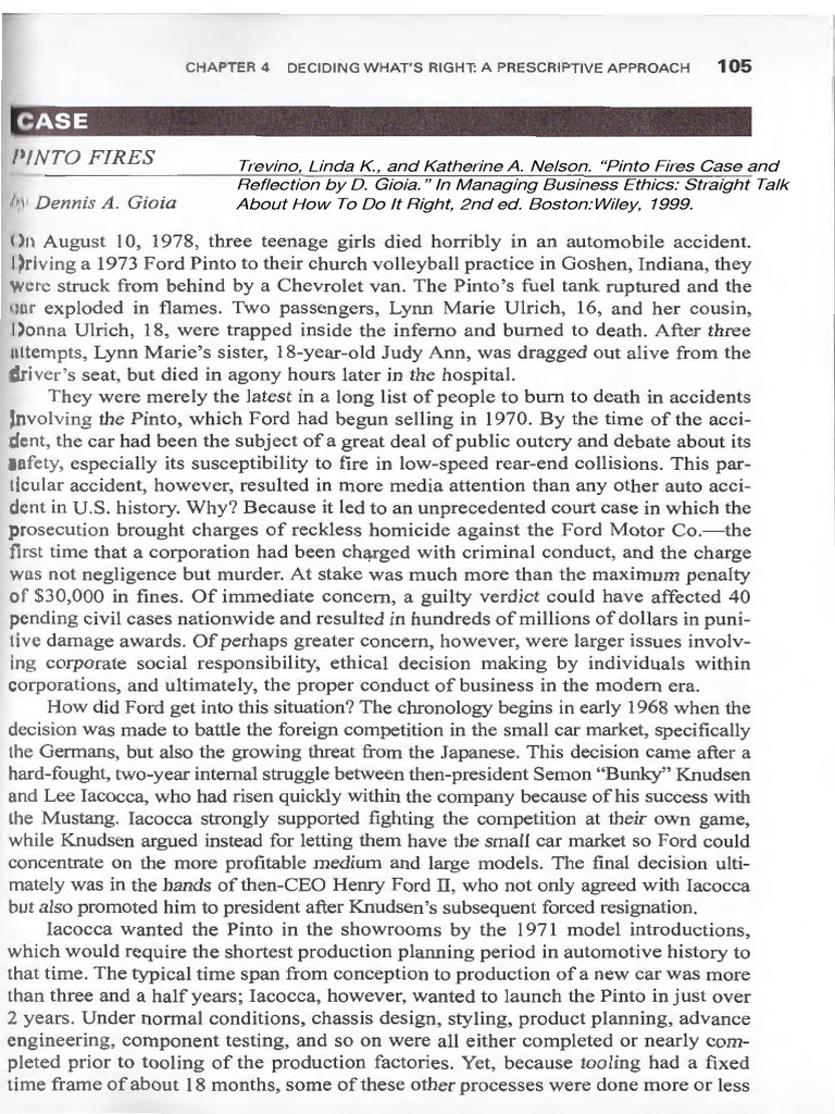 Ford Pinto Case: Ethics and Responsibility | PDF | Transport | Ford ...