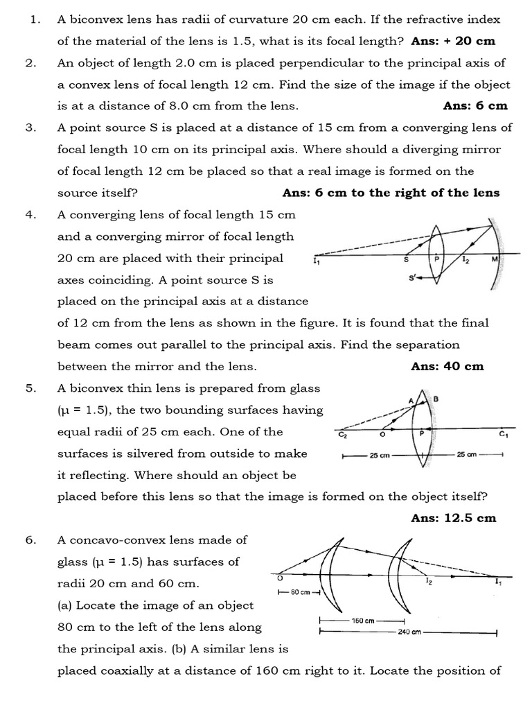 Lenses Assignment | PDF | Optics | Mirror