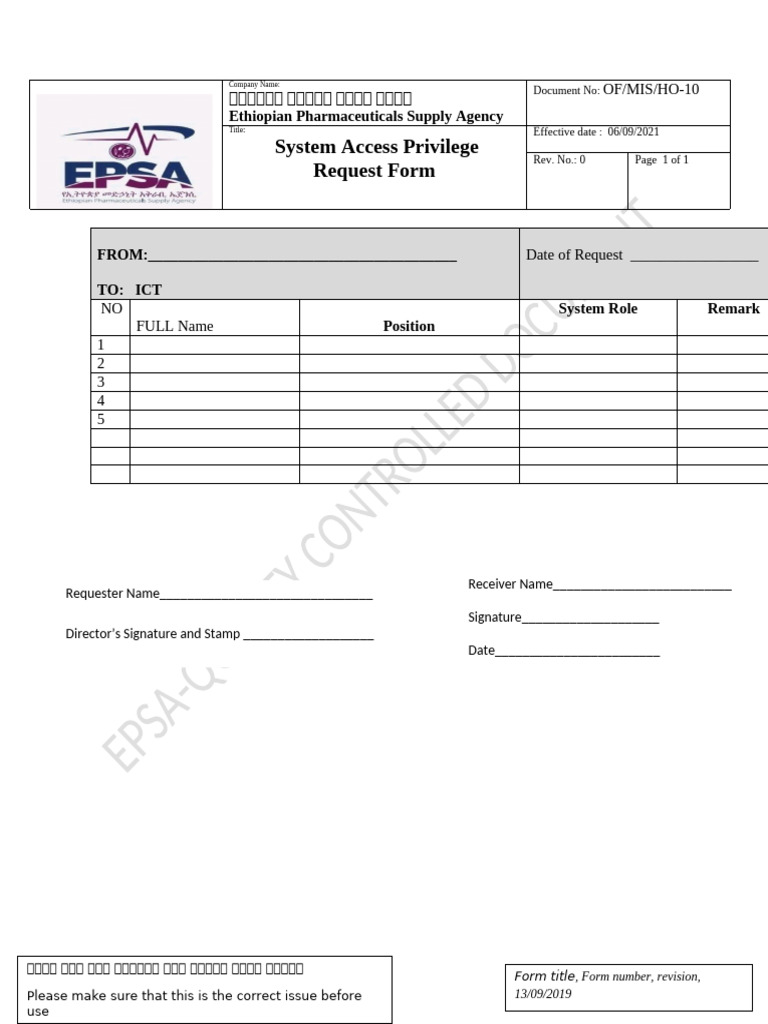 FORM 10-System Access Privilege Request Form | PDF