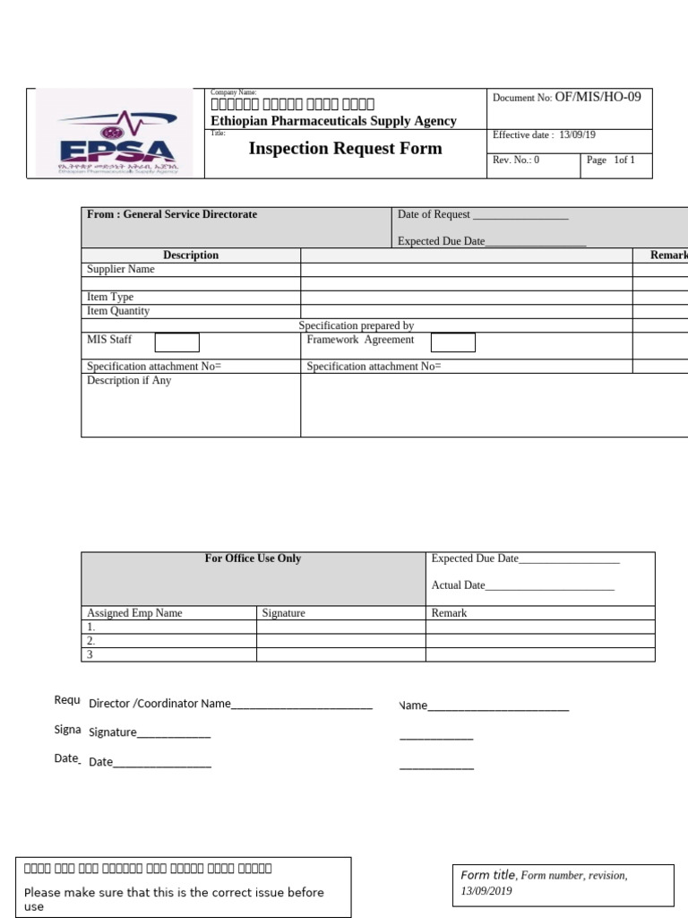 FORM 9-Inspection Request Form | PDF | Specification (Technical Standard)