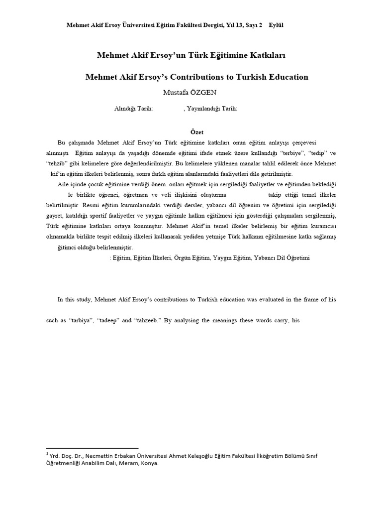 Mehmet Akif Ersoy'un T - RK E - Itimine Katk - Lar - (#206077) - 181400 ...