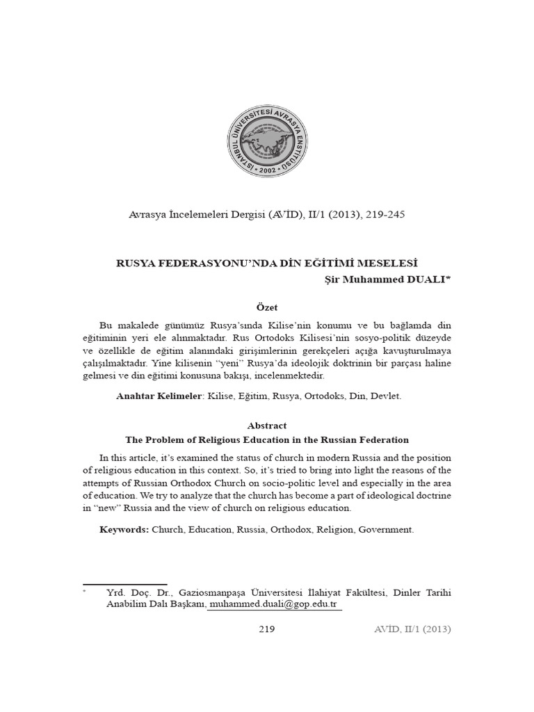 Rusya Federasyonunda D - N e - T - M - Meseles - ( | PDF