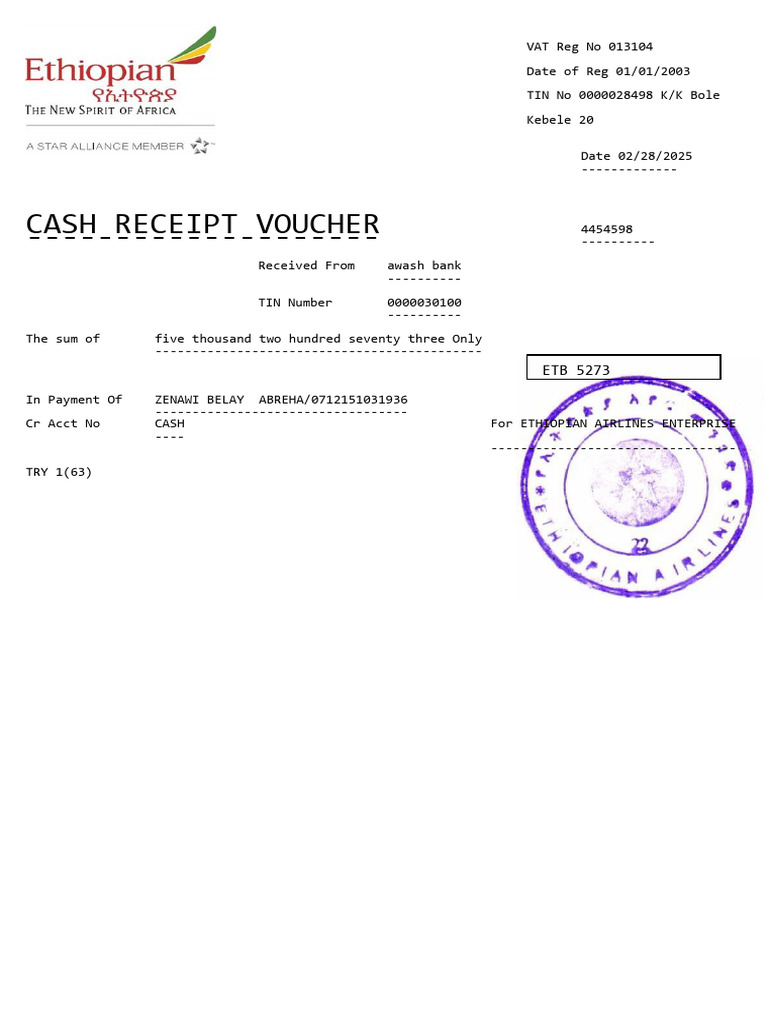 Receipt - (HGKFIX) ZENAWI BELAY ABREHA | PDF