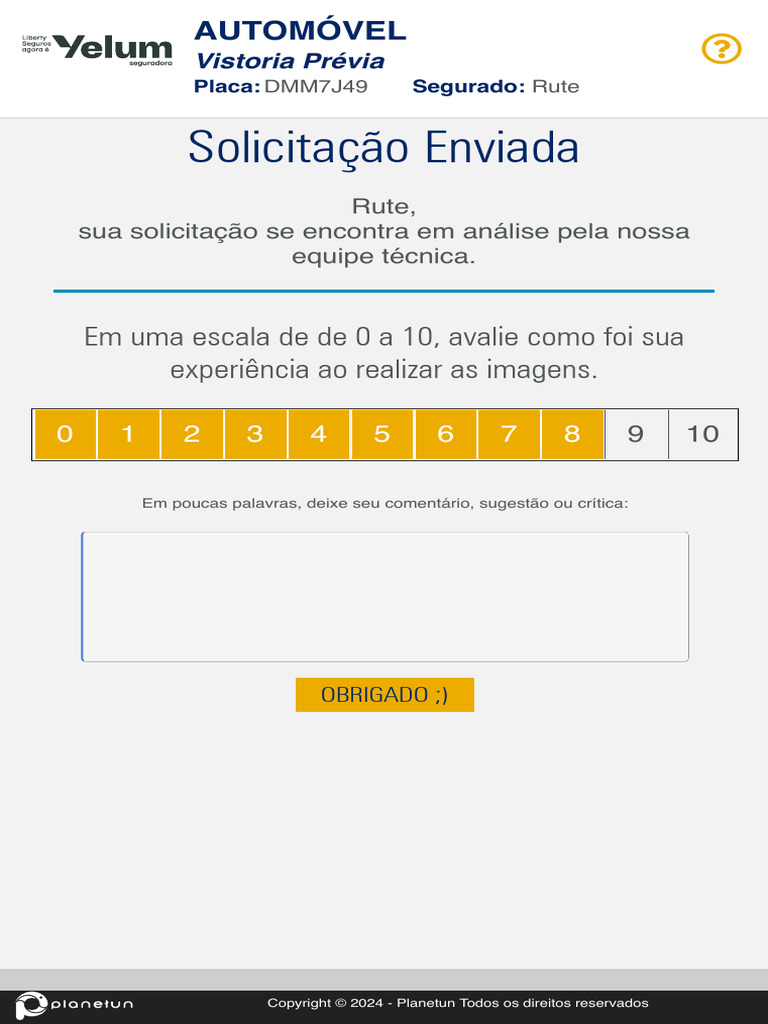 YELUM - Vistoria Prévia - Auto | PDF