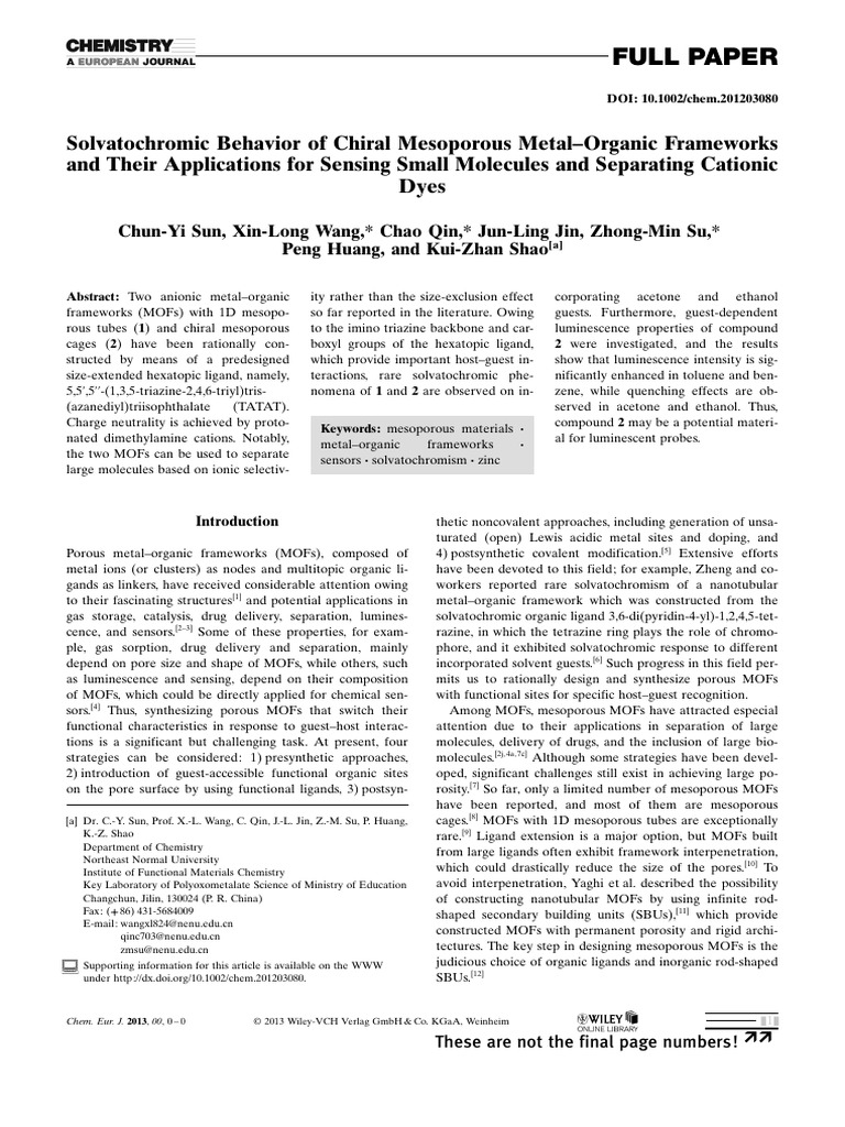 Cationic Sensing Small Molecules Pdf Ion Applied And Interdisciplinary Physics