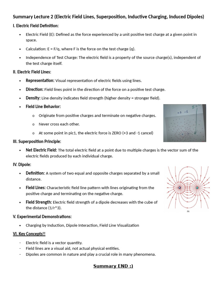 Electric Field Concepts and Dipoles | PDF
