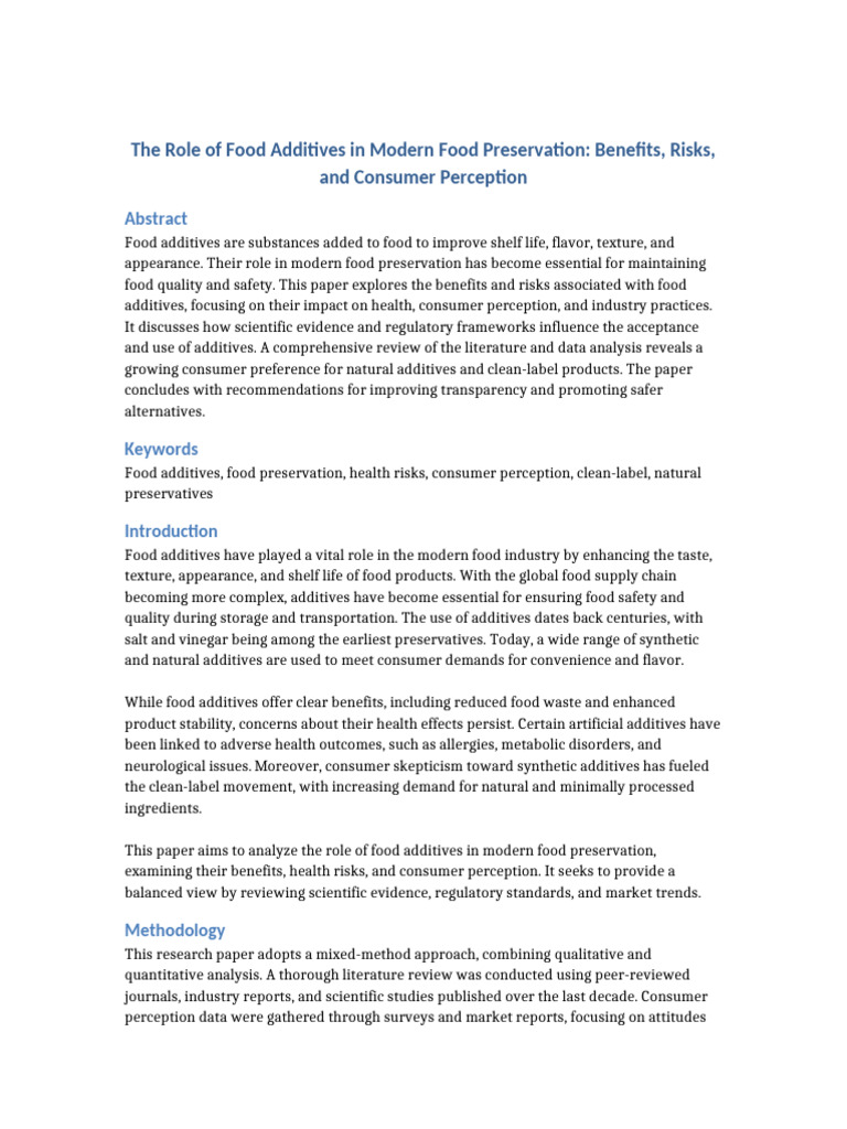 Food Additives: Benefits, Risks, and Perception | PDF | Taste | Food ...