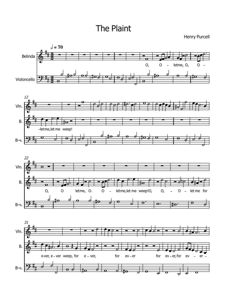 The Plaint - Henry Purcell | PDF