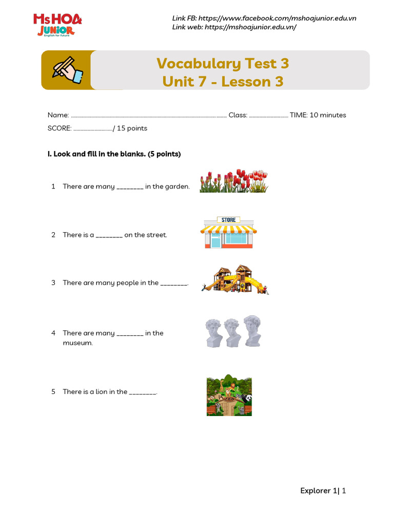 Vocab Test 3 - Unit 7 - Lesson 3 | PDF