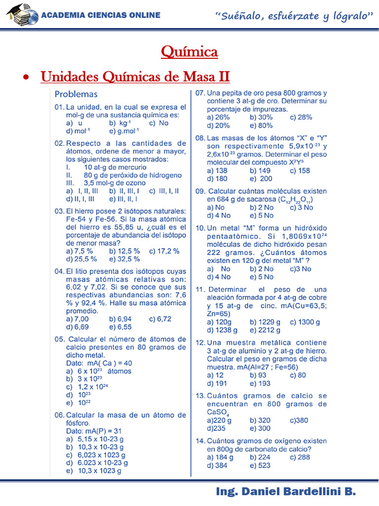 Unidades Químicas de Masa II | PDF