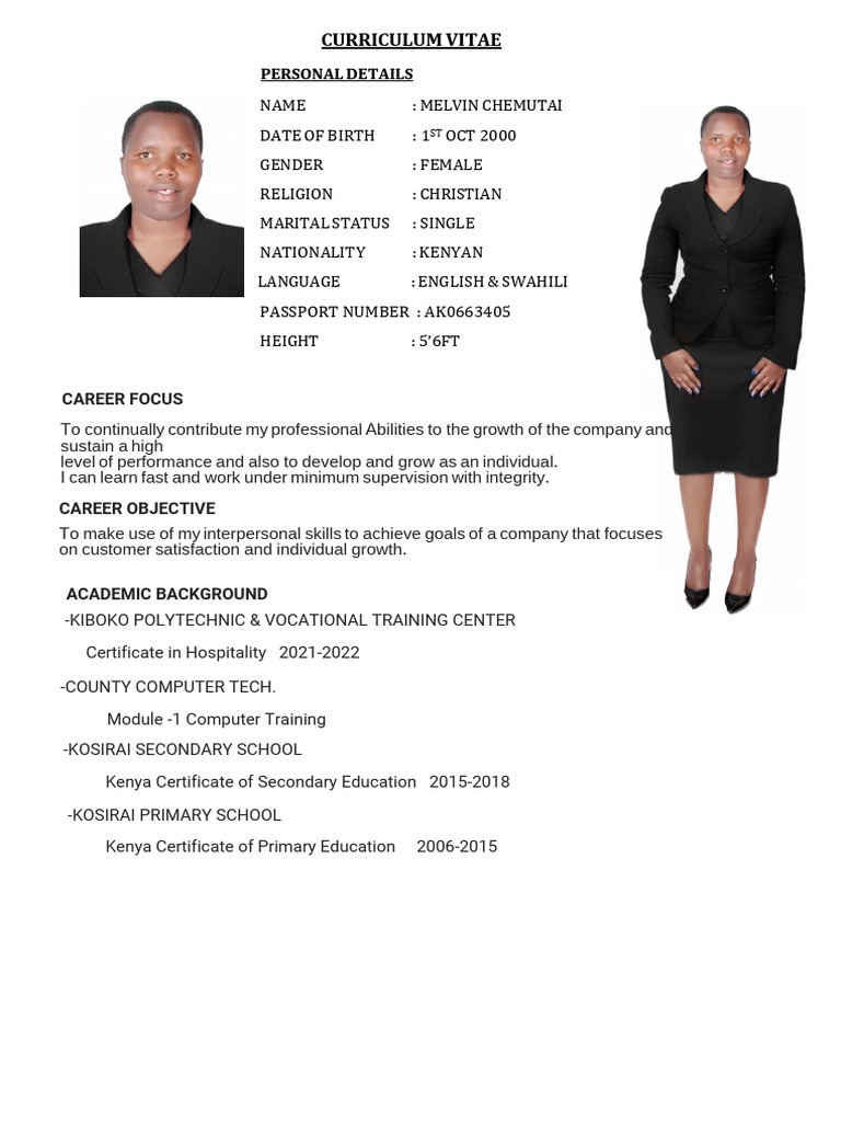 Melvin Chemutai Security Cv. | PDF | Vacuum Cleaner