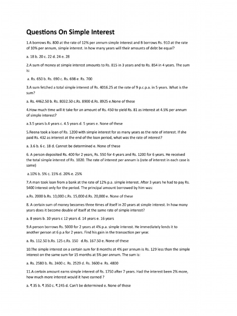 Simple Interest (CR) | PDF