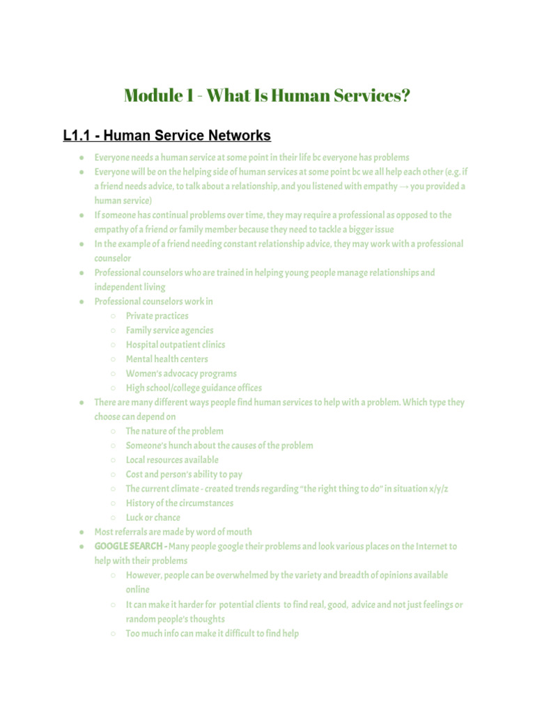 Module 1 - What Is Human Services? | PDF | Behavioural Sciences ...
