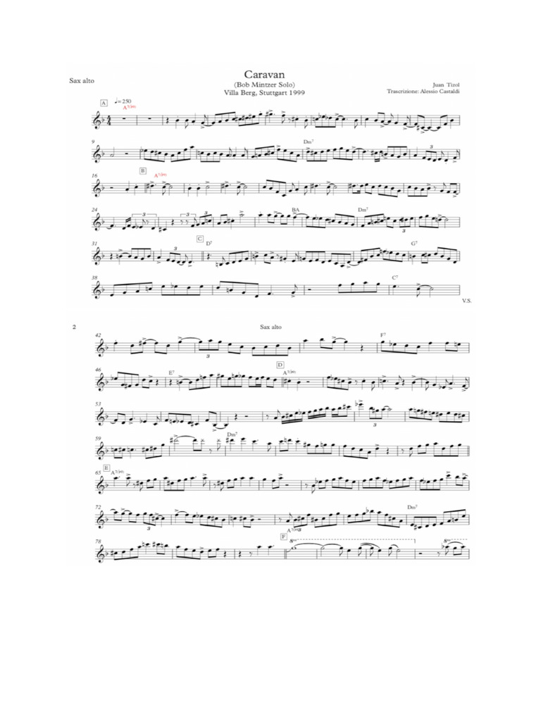 Caravan - Bob Mintzer Solo Transcription (BB Version) | PDF