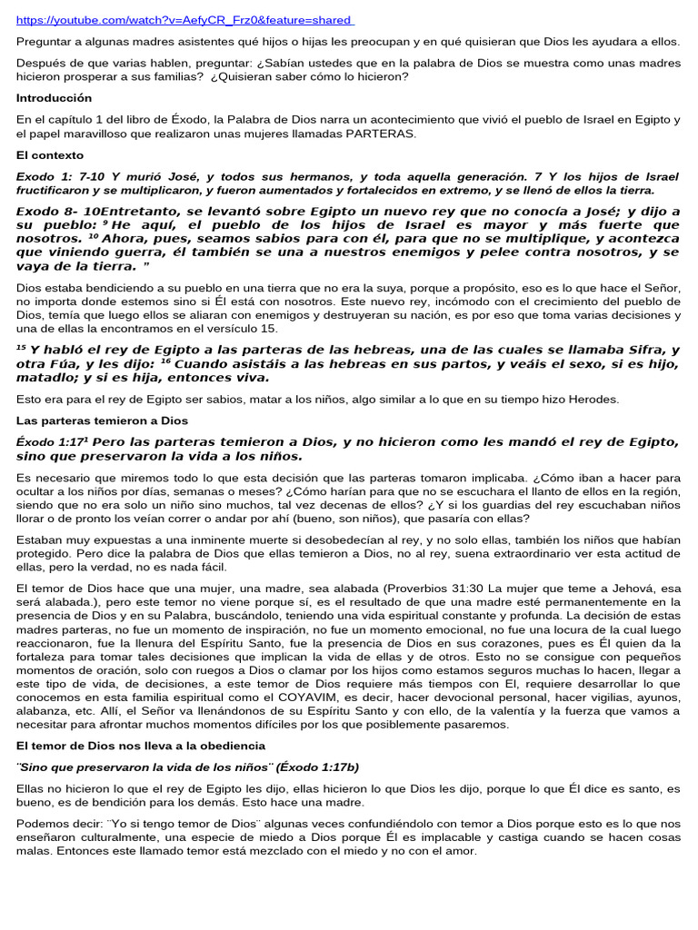 Las Parteras Hebreas en Éxodo 1 | PDF | Oración | Libro del éxodo