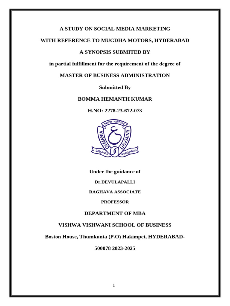 Hemanth Kumar Bomma Project Final | PDF | Electric Vehicle | Social Media Marketing