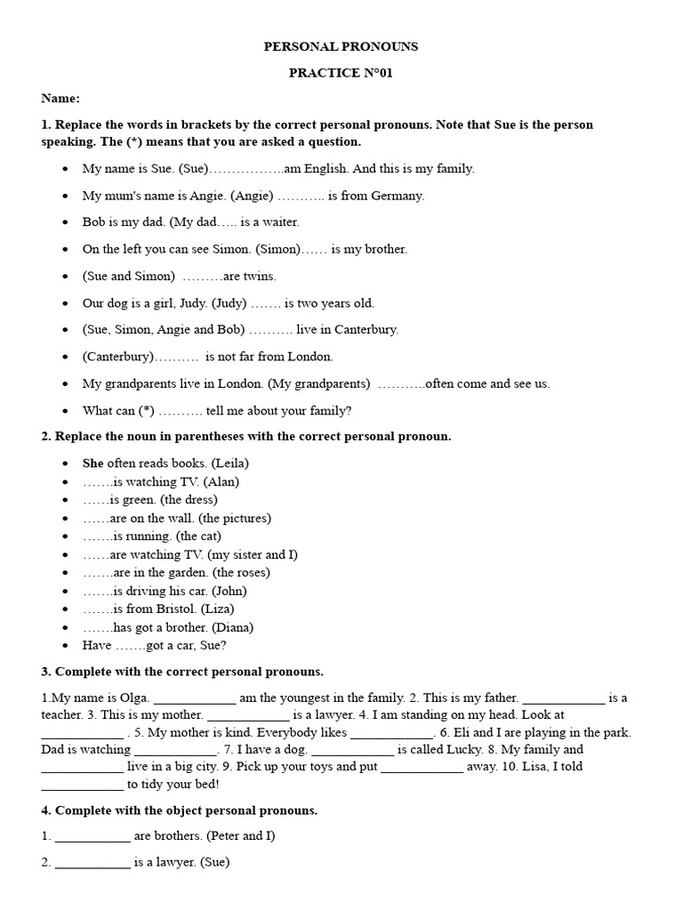 Practice Personal Pronouns | PDF
