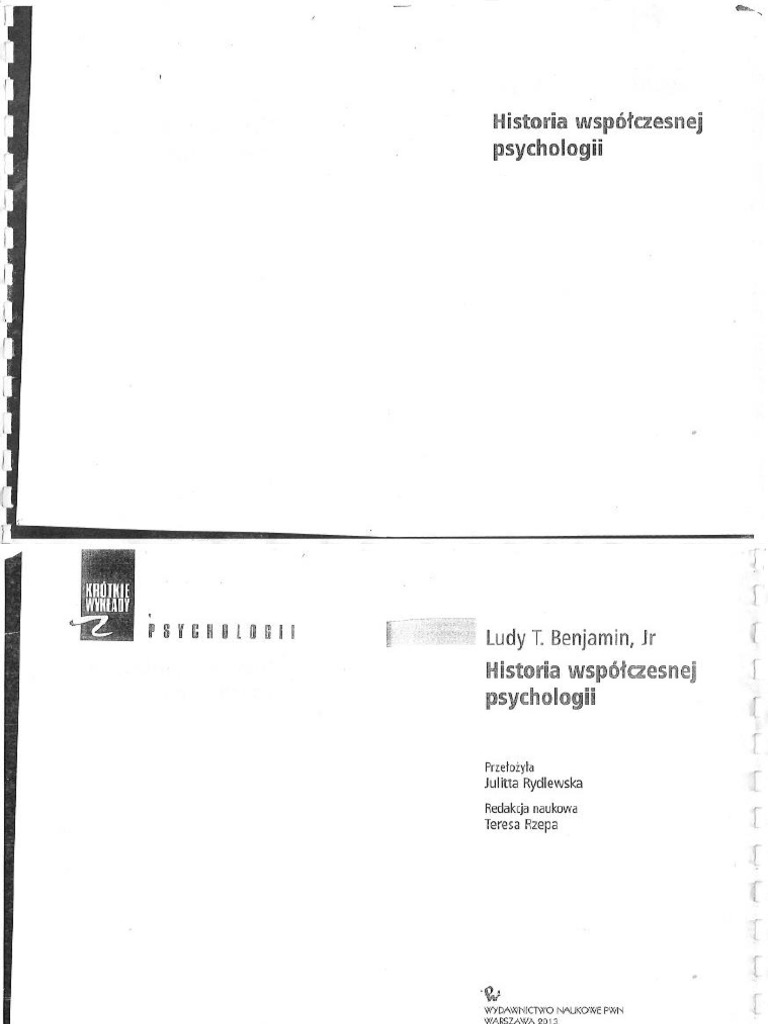 Ludy T. Benjamin Historia Współczesnej Psychologii | PDF