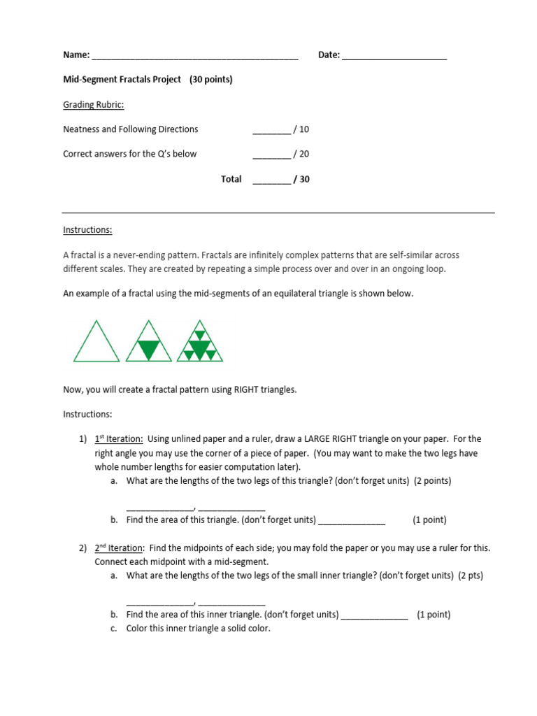 Mid-Segment Fractals Project | PDF | Area | Fractal
