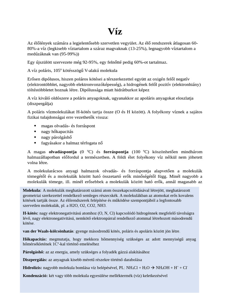 Olvadáspontja Forráspontja: Molekula | PDF