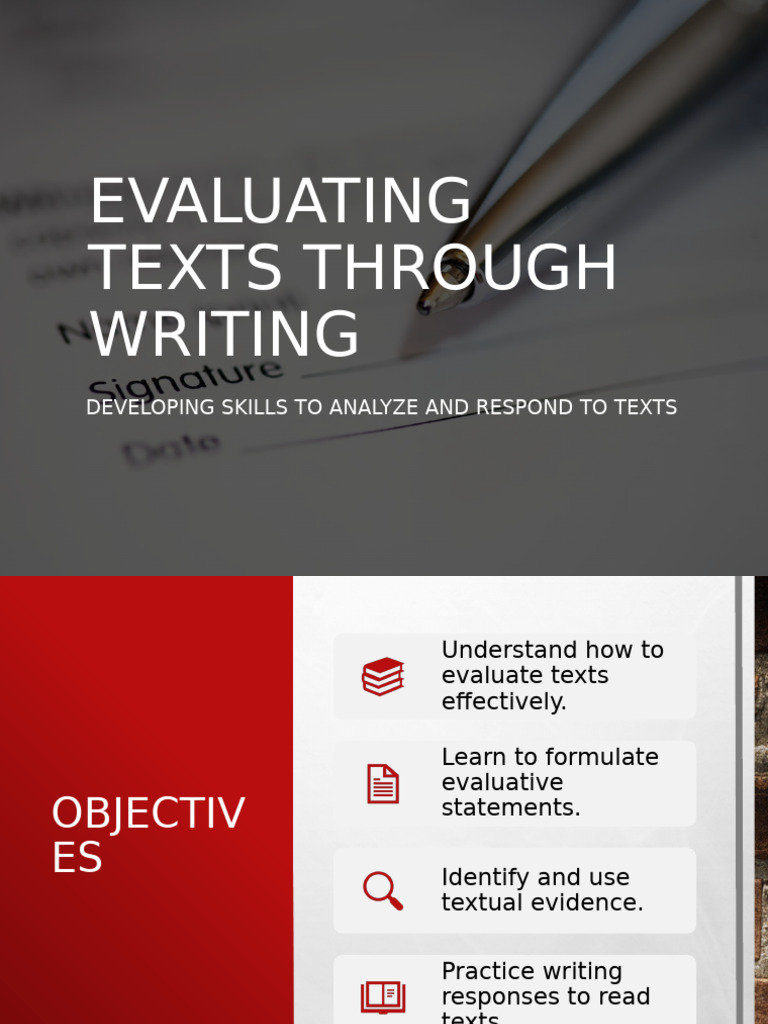 Evaluating Texts Through Writing | PDF | Evaluation | Evidence