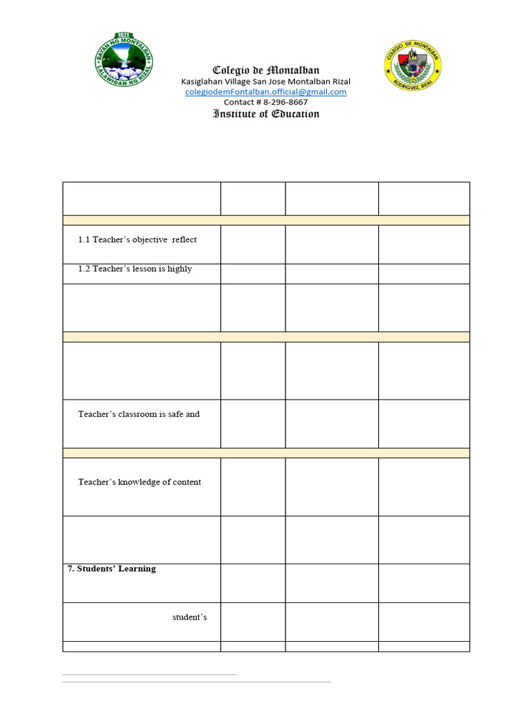 Demo Teaching Observation Tool 2025-2026 | PDF | Teachers | Learning