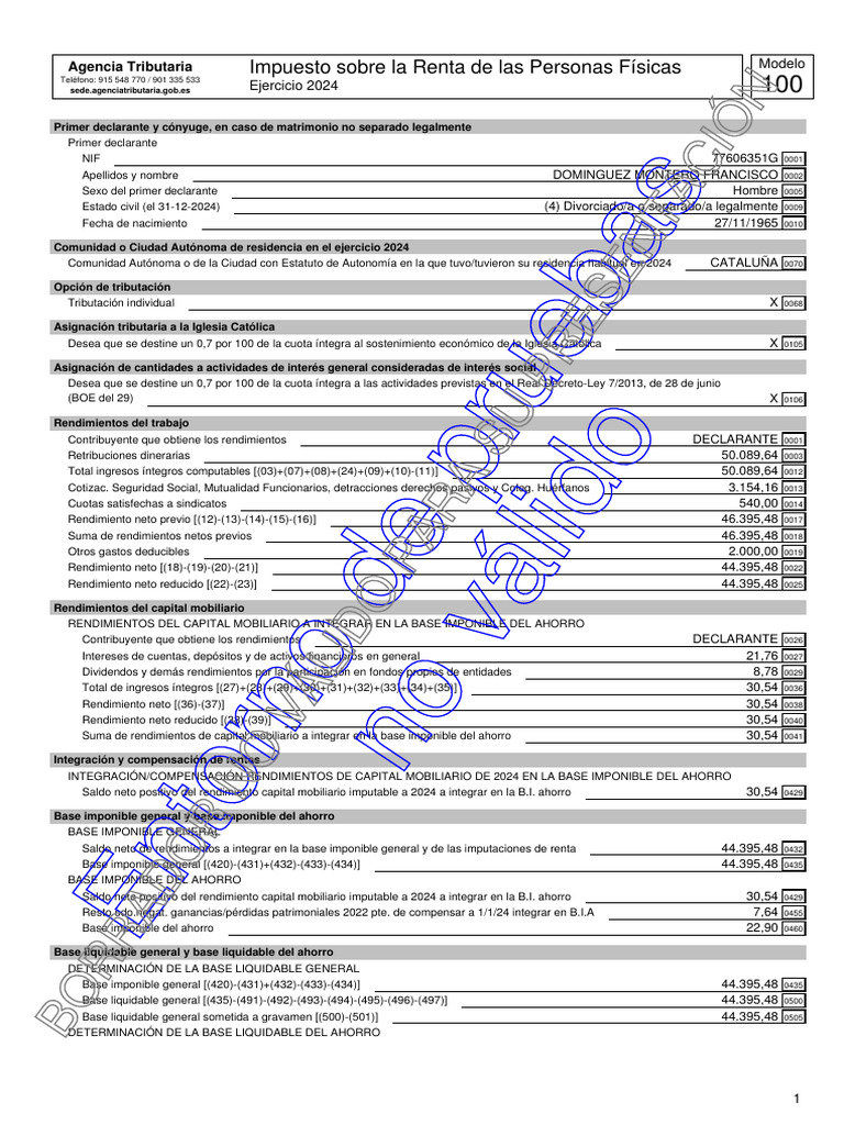 Declaración IRPF 2024: Resumen y Resultados | PDF | Ahorro | Finanzas ...