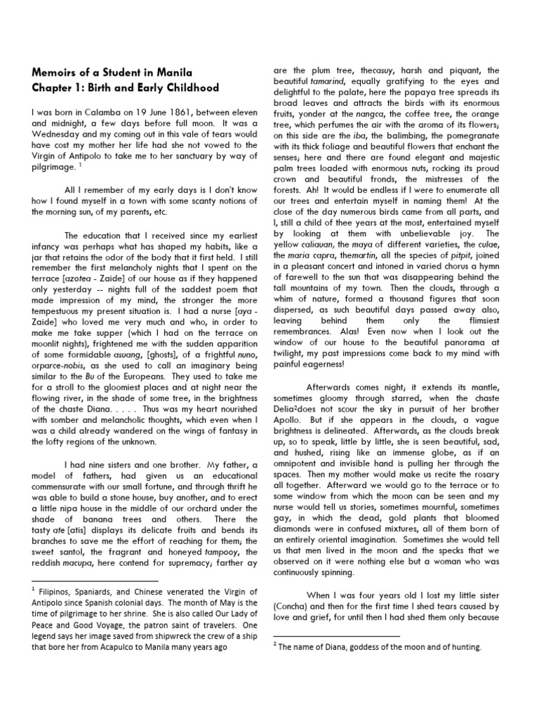 Memories of A Student in Manila | PDF